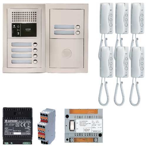 Pack interphone AIPHONE encastré avec 6 combinés - GTBA6E 123elec.com