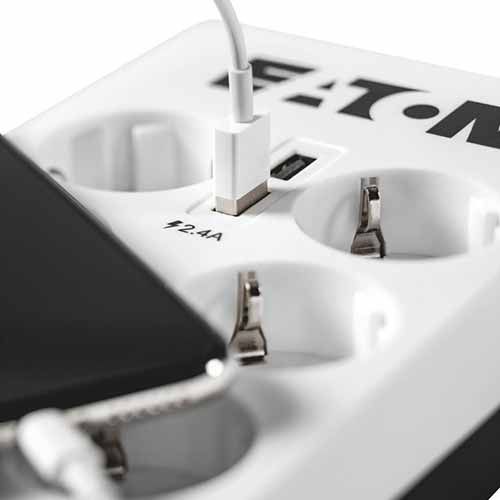 Multiprise parafoudre EATON Protection Box 6 Tél USB - PB6TUF 123elec.com