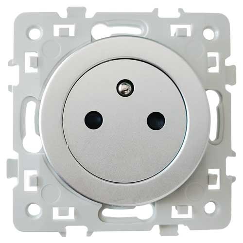 Prise de courant 2P+T affleurante EUROHM Square silver - 60439 123elec.com