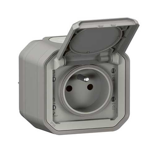 Prise de courant 2P+T LEGRAND Plexo saillie complet étanche gris IP55 ...