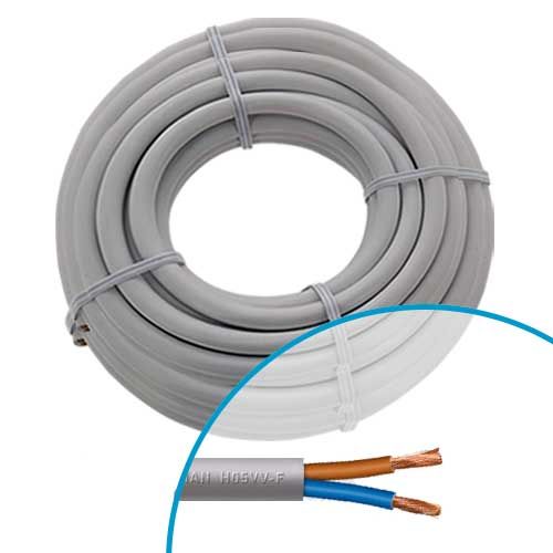 Câble électrique souple H05VVF 2x1.5mm² gris MIGUELEZ - Couronne de 25m ...