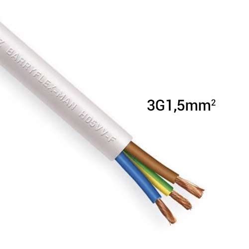 Câble électrique souple H05VVF 3G1.5mm² blanc MIGUELEZ - Couronne de ...