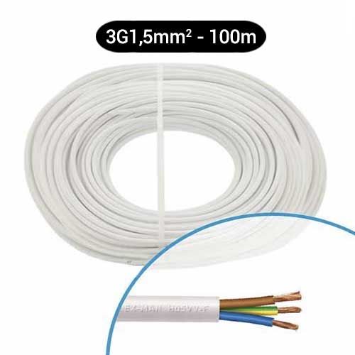 Câble électrique souple H05VVF 3G1.5mm² blanc MIGUELEZ - Couronne de ...
