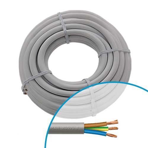 Câble électrique souple H05VVF 3G1.5mm² gris MIGUELEZ - Couronne de 10m ...