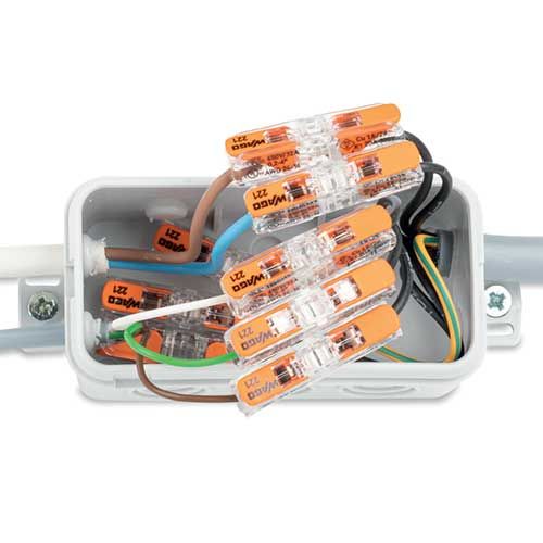 50 mini bornes de connexion rapide WAGO S221 InLine à levier - 221-2411 123elec.com